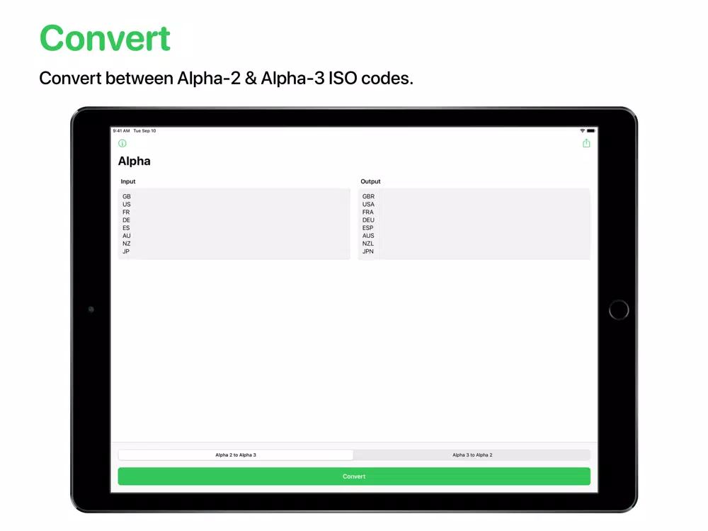 Alpha - ISO Code Converter IPA for iOS Download - PGYER IPAHUB